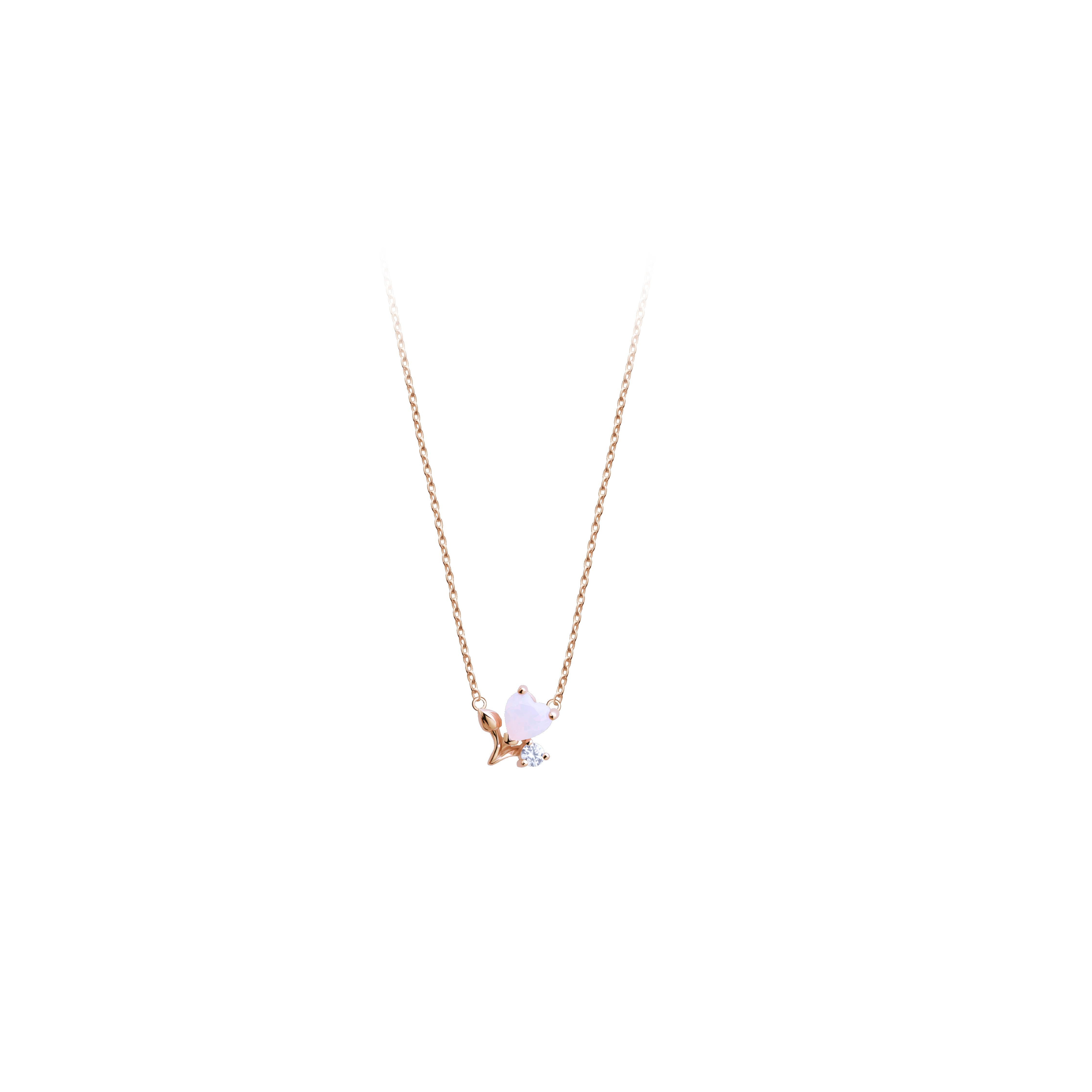 Guanyin Heart Posie Pink Gold Necklace – RAVIPA