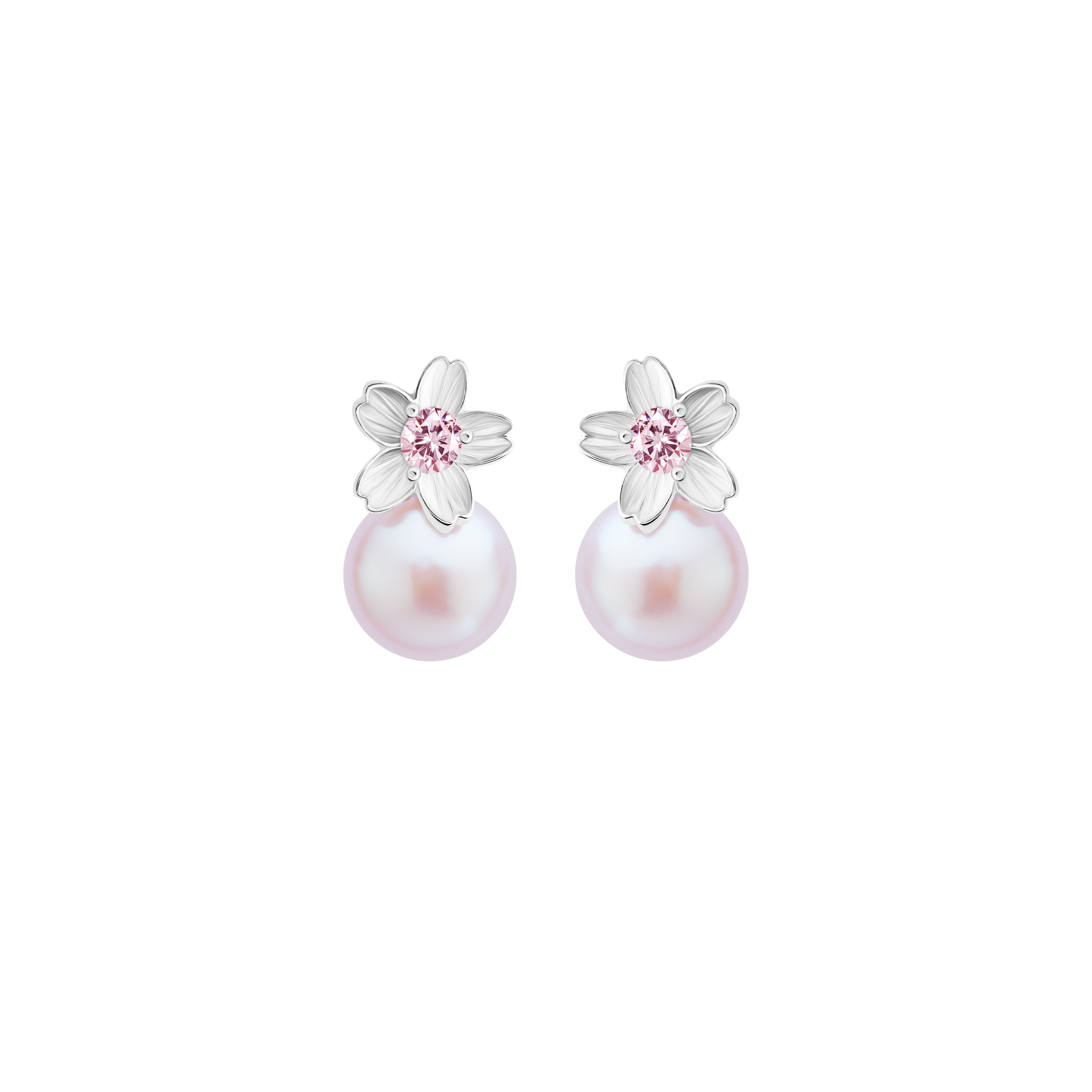 Mini Blooming Sakura and Pink Pearl Earrings – RAVIPA