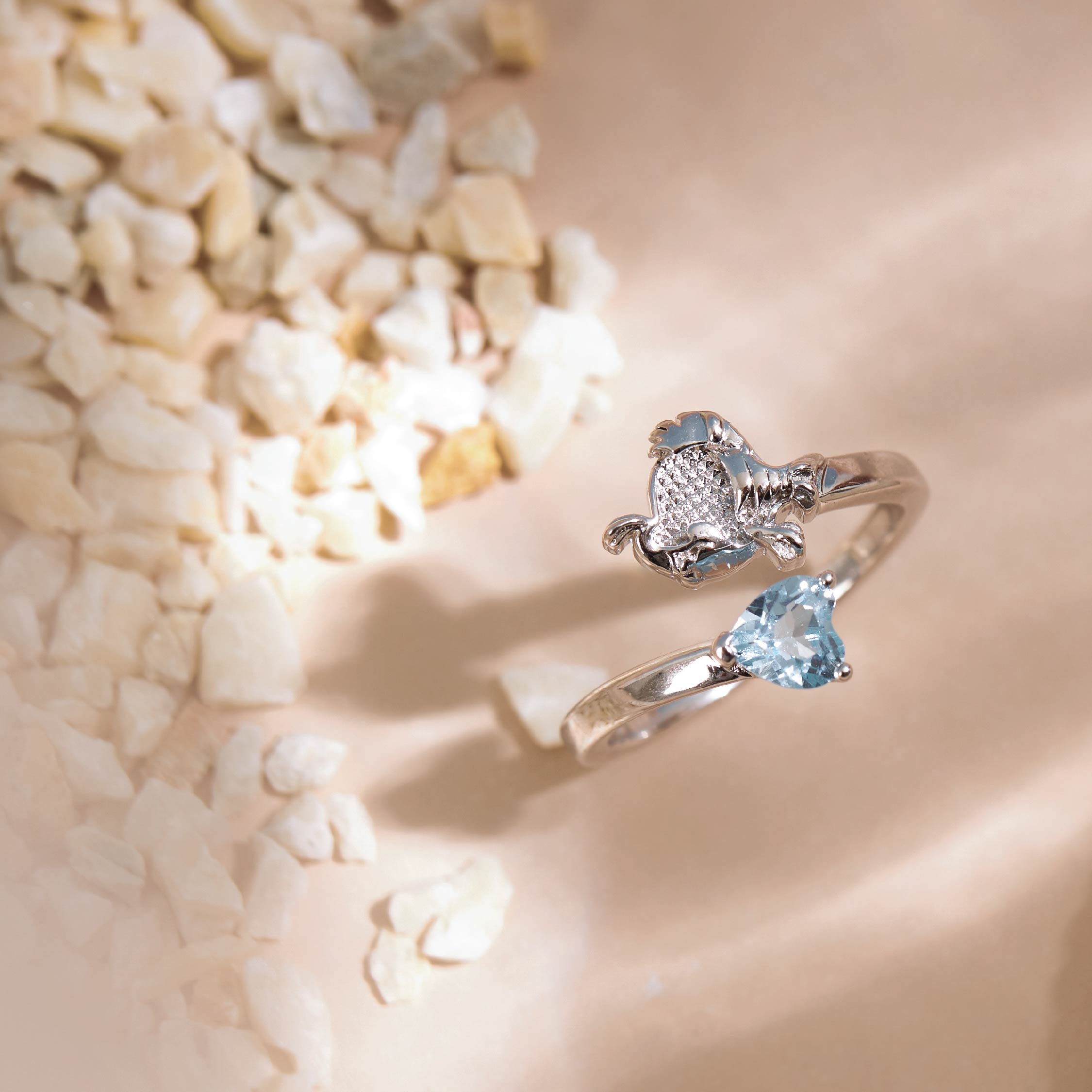 The Little Mermaid Silver Flounder Diamond Ring – RAVIPA